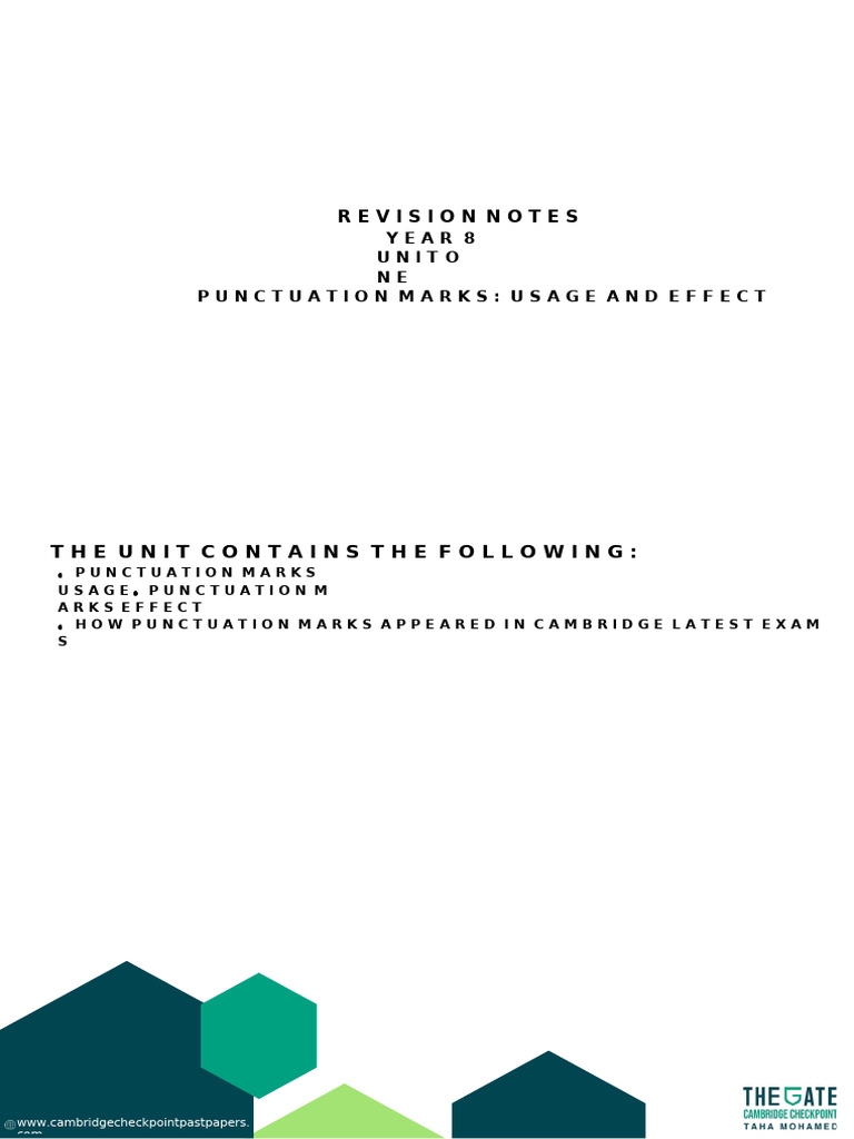 1702673895revision Notes Punctuation (Year 8) | PDF | Comma | Quotation ...