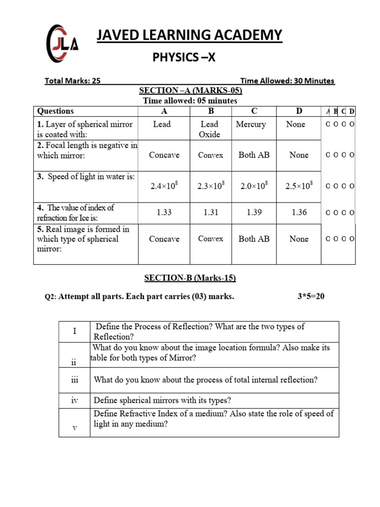 Physics | PDF | Mirror | Reflection (Physics)