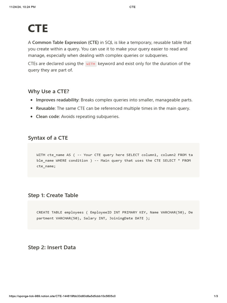 Why Use A CTE?: Common Table Expression (CTE) | PDF | Sql | Computer ... Why Use A CTE?: Common Table Expression (CTE) | PDF | Sql | Computer ...