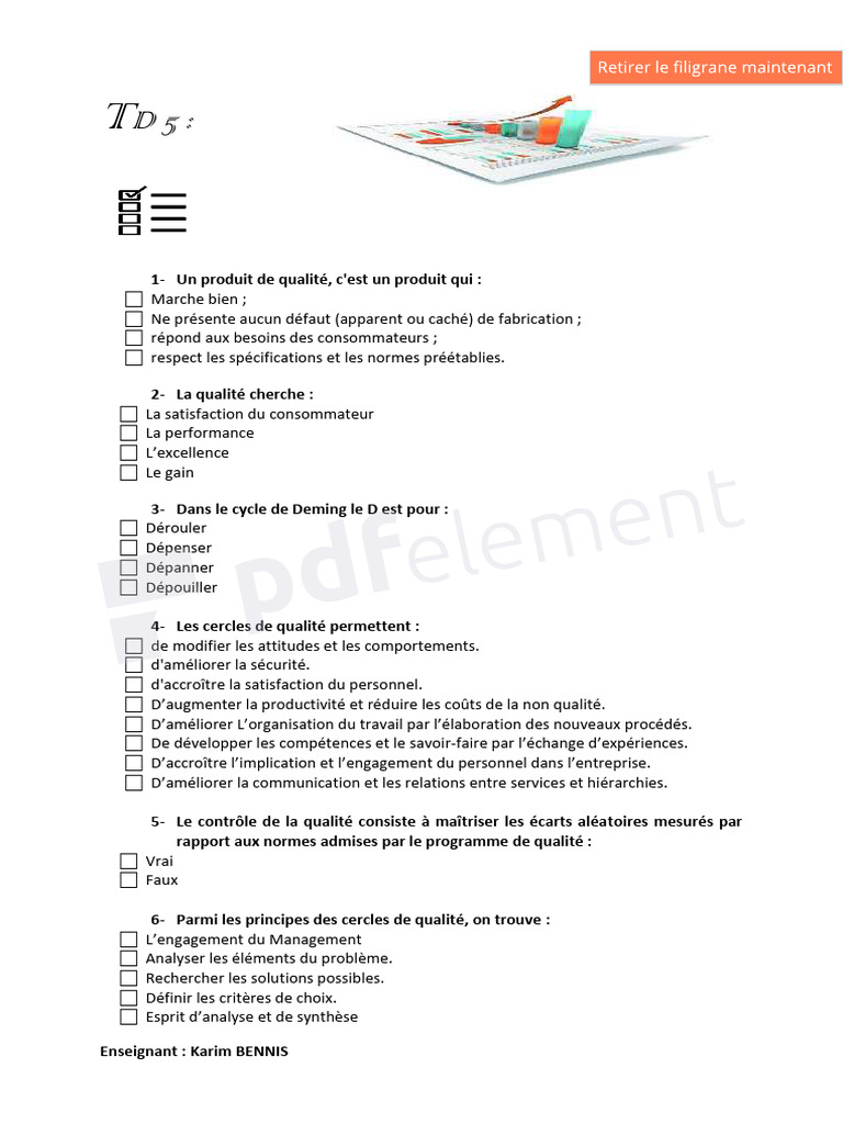 QCM sur la qualité et l'amélioration continue | PDF | Management de la ...