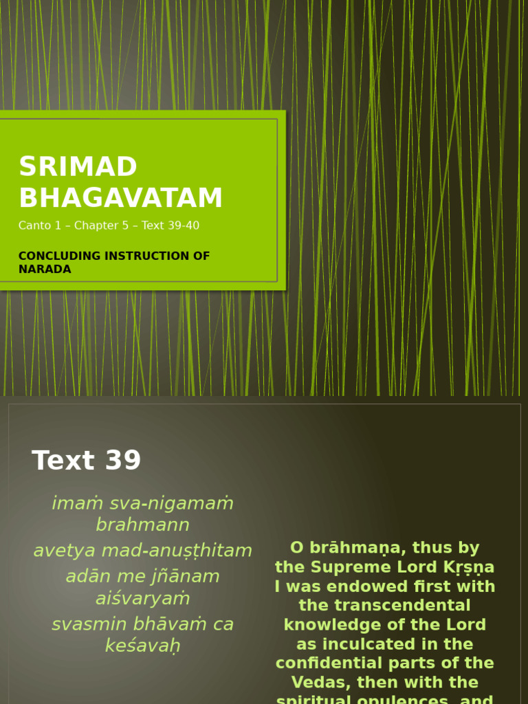 Srimad Bhagavatam: Canto 1 - Chapter 5 - Text 39-40 | PDF | Bhagavata Purana | Religious Belief ...