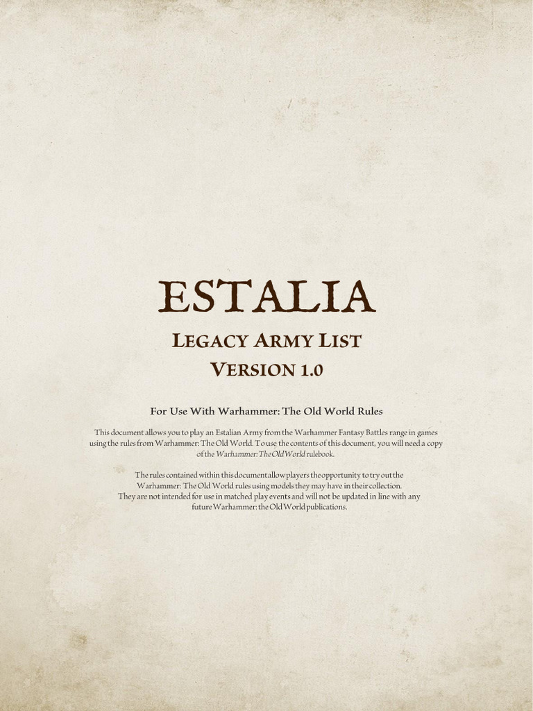 Estalia Legacy Army List | PDF