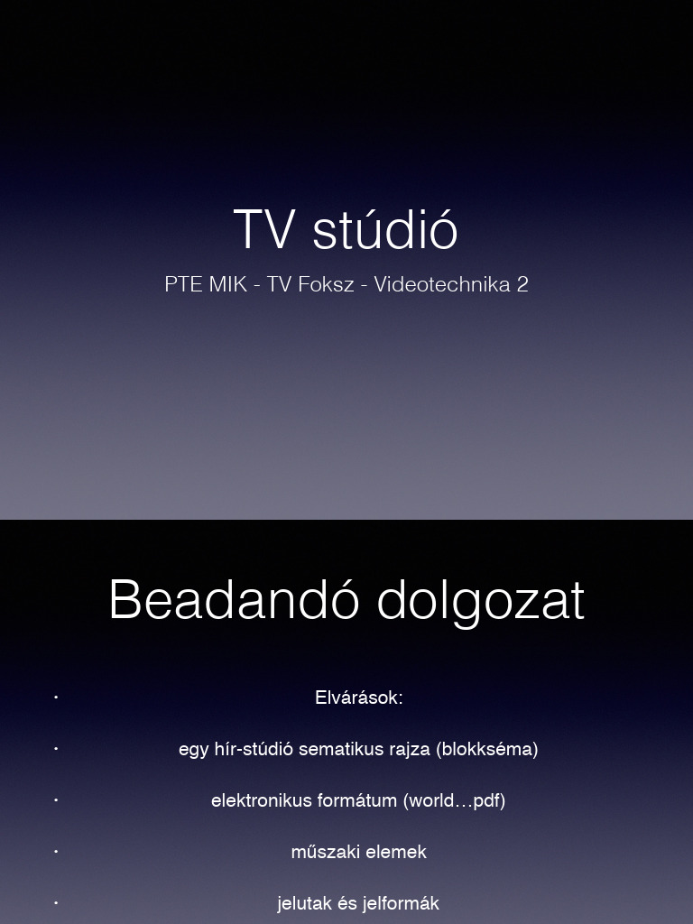 TV Stúdió Beadandó | PDF