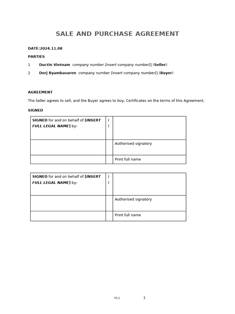 Sale and Purchase Agreement for Certificates | PDF | Indemnity | Legal ...