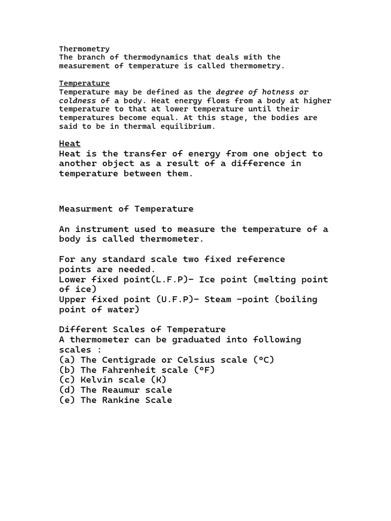 Thermometry | PDF | Thermal Expansion | Temperature