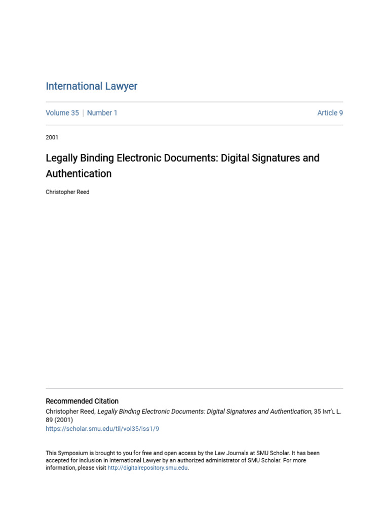 Legally Binding Electronic Documents - Digital Signatures and Auth ...