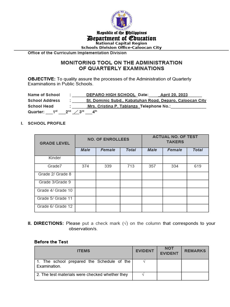 CID Monitoring Tool Quarterly Assessment | PDF