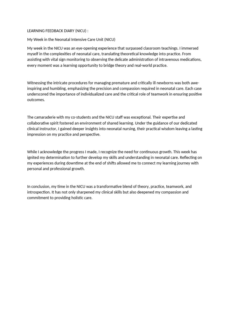 Learning Feedback Diary | PDF