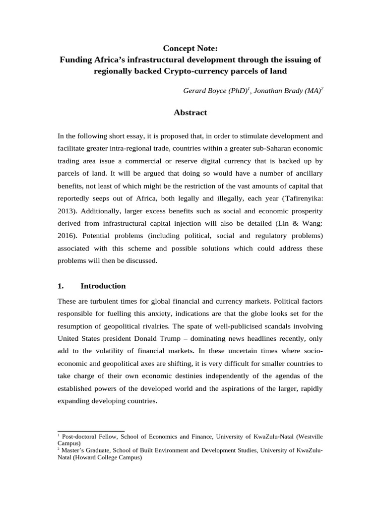 Boyce & Brady - African Crypto Currency (Draft) | PDF | Currency ...