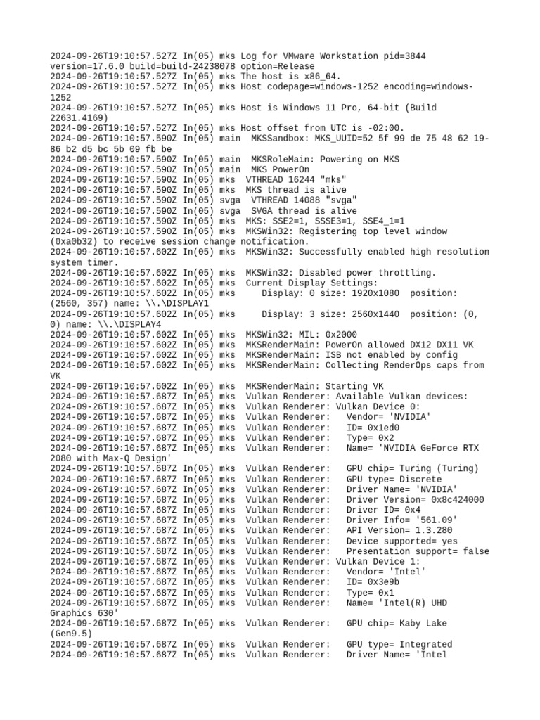 VMware Workstation Log Analysis | PDF | Graphics Processing Unit | Computer Architecture