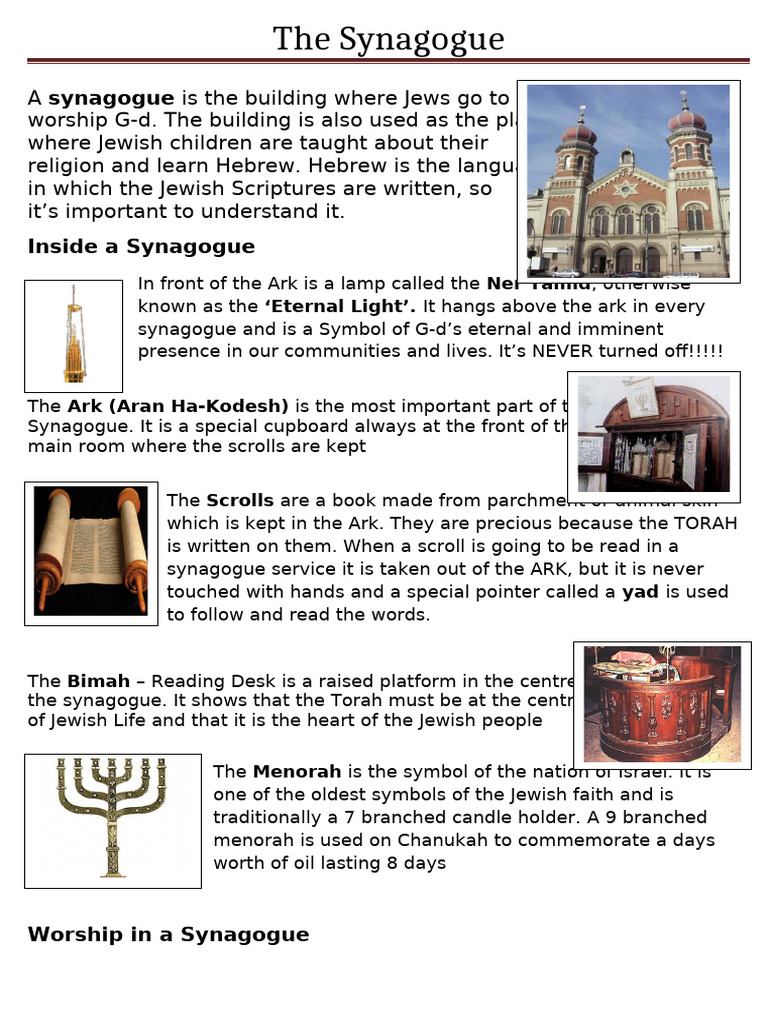 Synagogue Information Sheet | PDF | Synagogue | Jewish Life Cycle