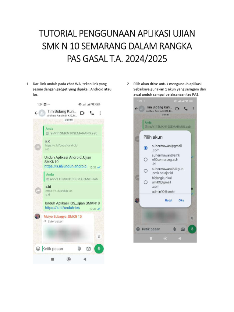 Tutorial Pemasangan Dan Penggunaan Aplikasi Ujian SMK N 10 Semarang | PDF