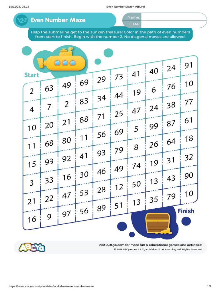 Even Number Maze - ABCya! | PDF