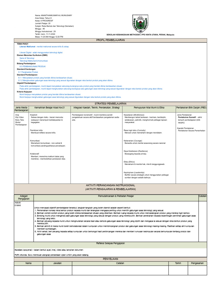 6 PROGRESIF-Reka Bentuk Dan Teknologi (Semakan) - Minggu 33 ISNIN | PDF