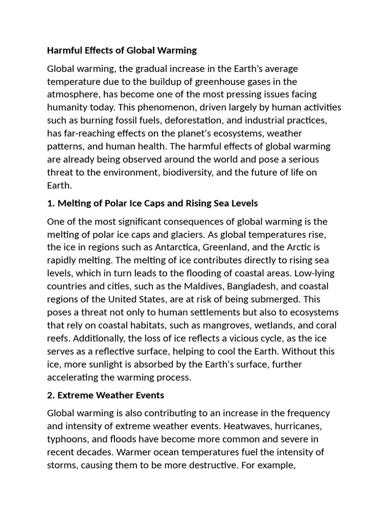 Harmful Effects of Global Warming | PDF | Climate Change | Oceans