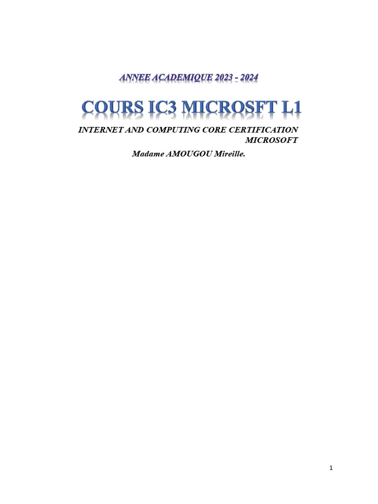 IC3 Microsoft : Certification Informatique | PDF | Système d ...