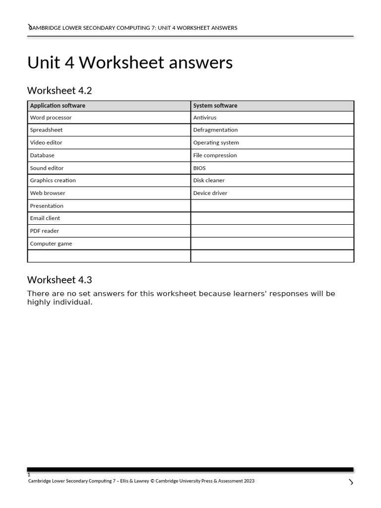 Ls Comp tr7 Worksheet 4.3-4.5 Ans | PDF