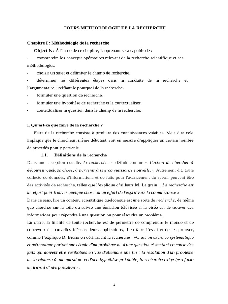 Méthodologie de la recherche scientifique | PDF | Observation ...