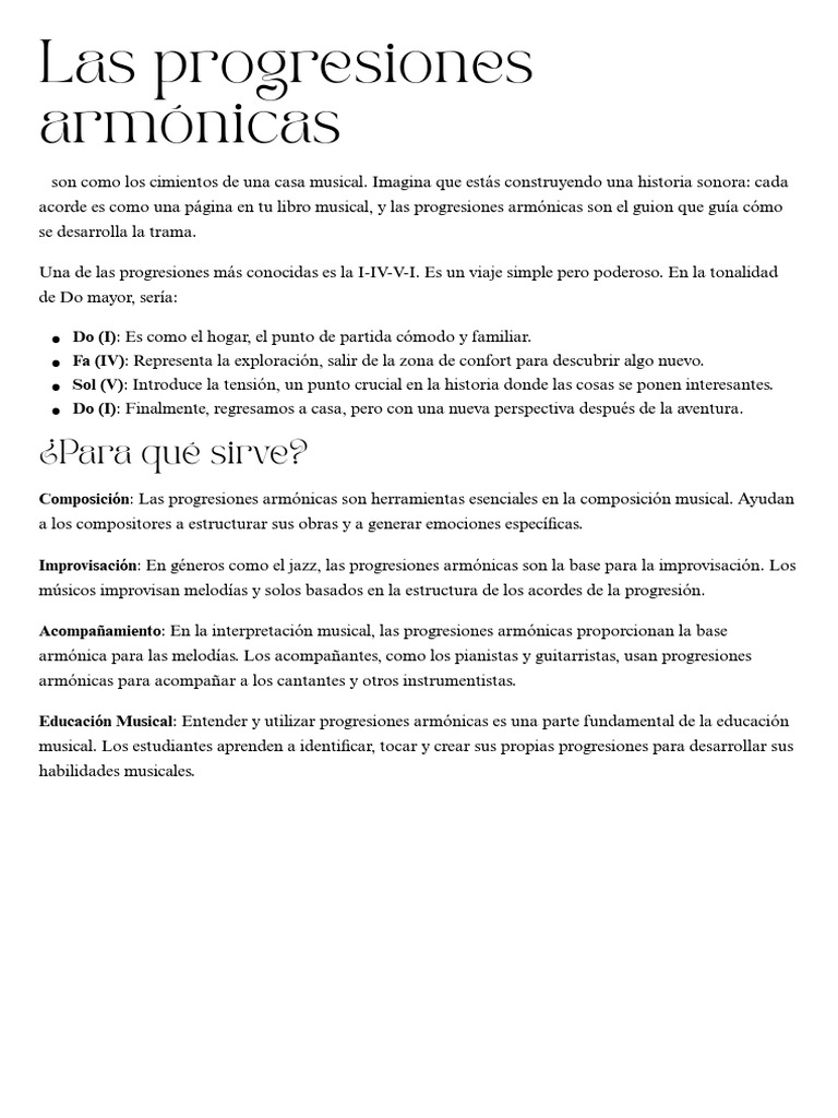 Las Progresiones Armónicas: ¿Para Qué Sirve? | PDF