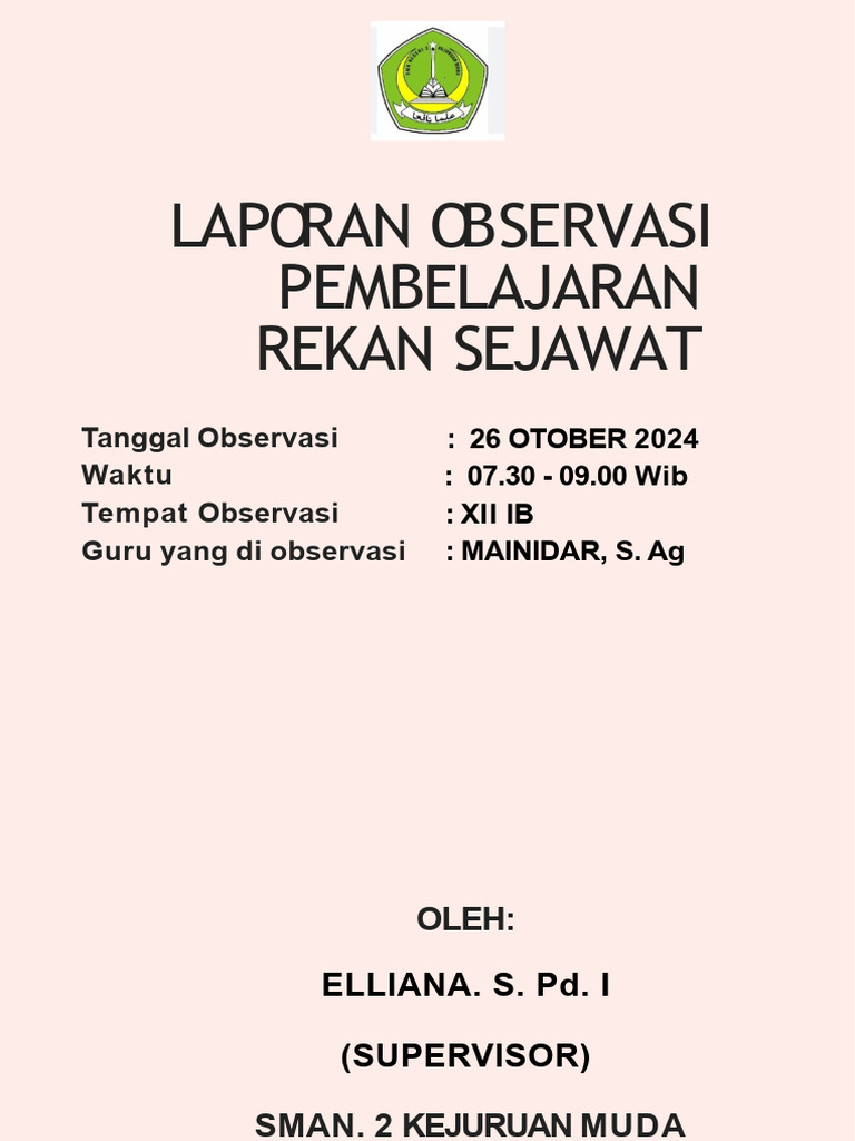 Ey - Laporan Observasi Rekan Sejawat | PDF