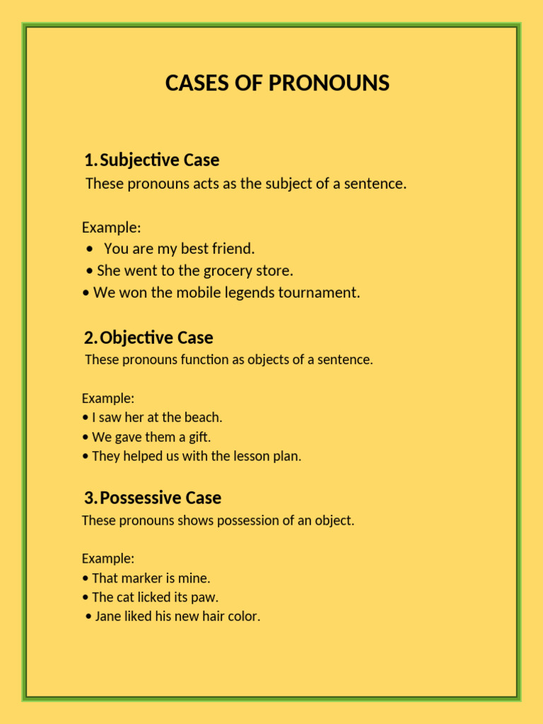 Cases of Pronouns | PDF