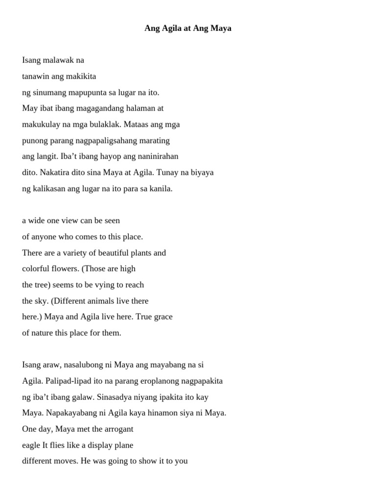 Ang Agila at Ang Maya Script | PDF