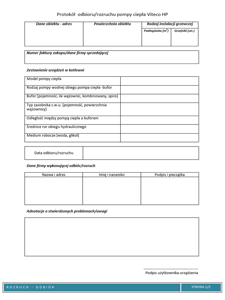 Pompy Ciepa Viteco HP - Protok Odbioru I Rozruchu | PDF