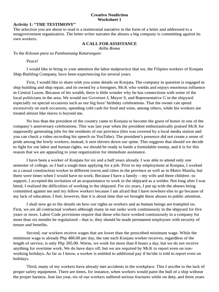 CNF - Worksheet 1 | PDF | Employment | Wage