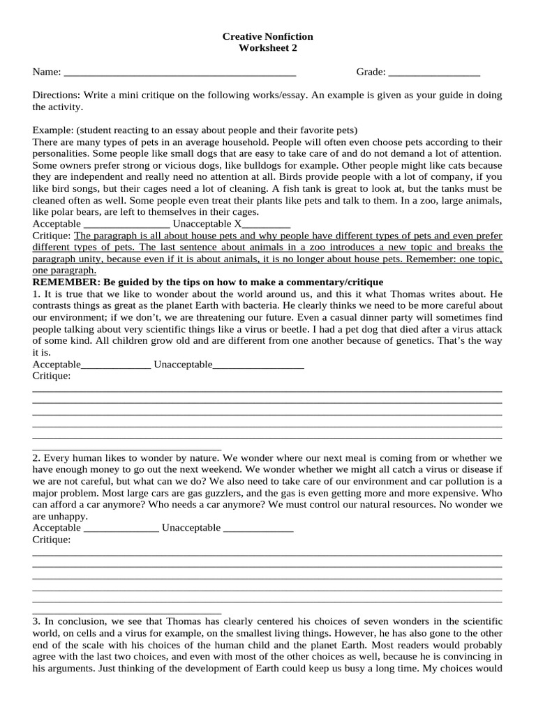 CNF - Worksheet 2 | PDF | Pet