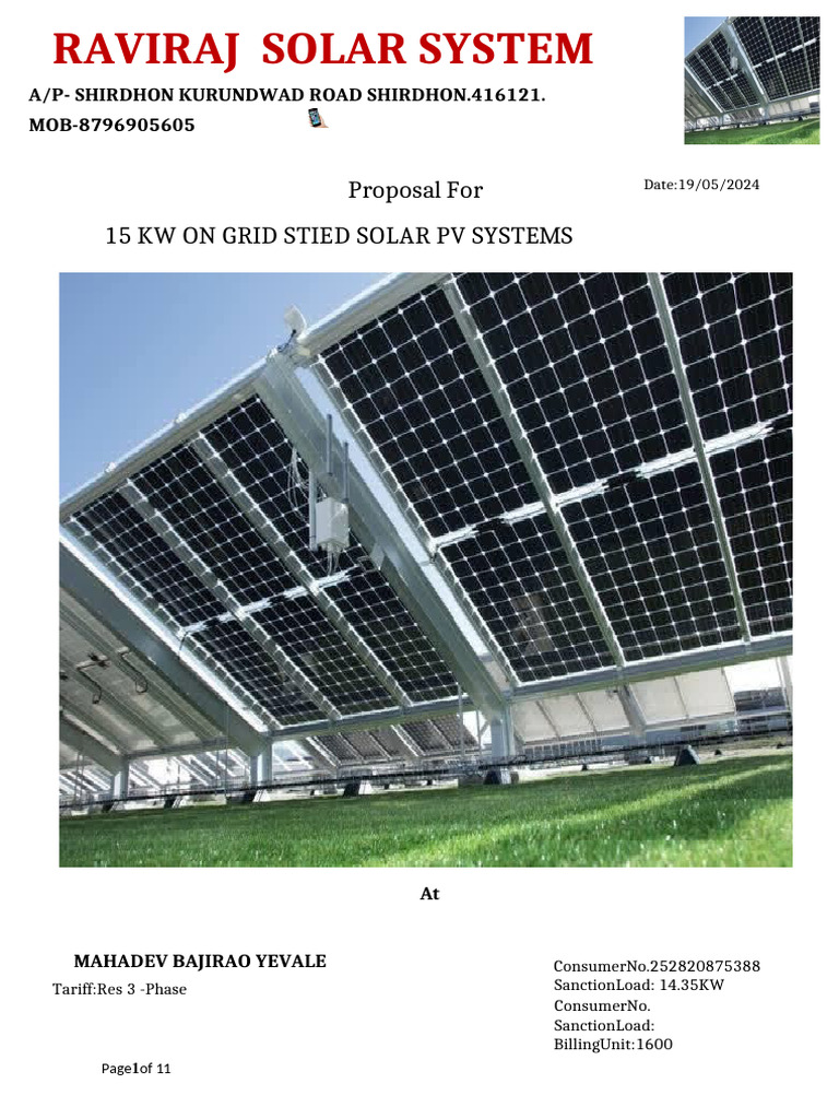 Mahadev Bajirao Yevale 15kw | PDF | Solar Power | Photovoltaics