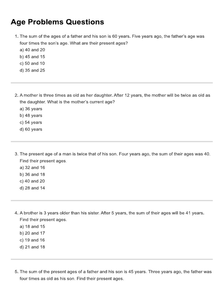 Ages Aptitude | PDF
