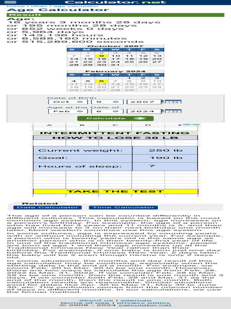 Age Calculator | PDF