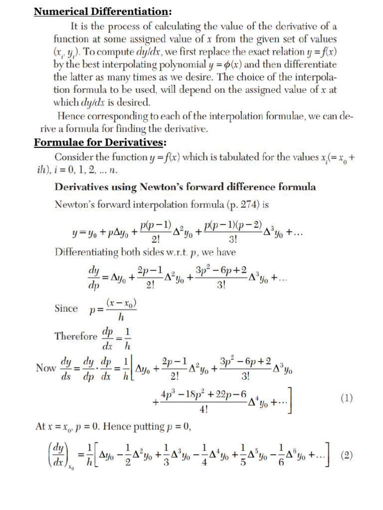 Numerical Differentiation With Examples | PDF