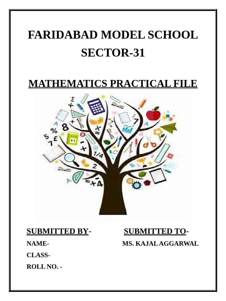 Maths Practical File Front Page | PDF