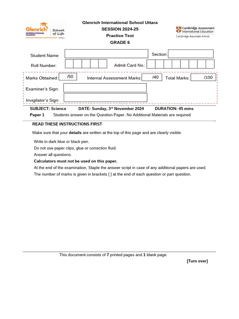 Science Revision Worksheet Science Cambridge Learners Book 7 | PDF ...