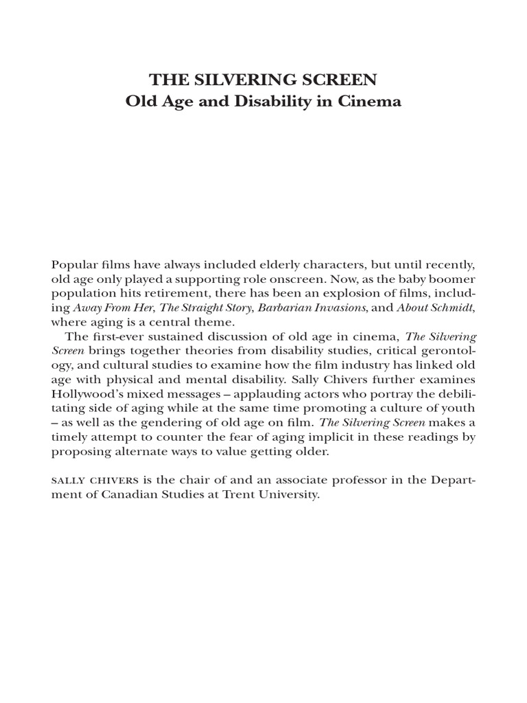 The Silvering Screen Old Age and Disability in Cinema | PDF ...