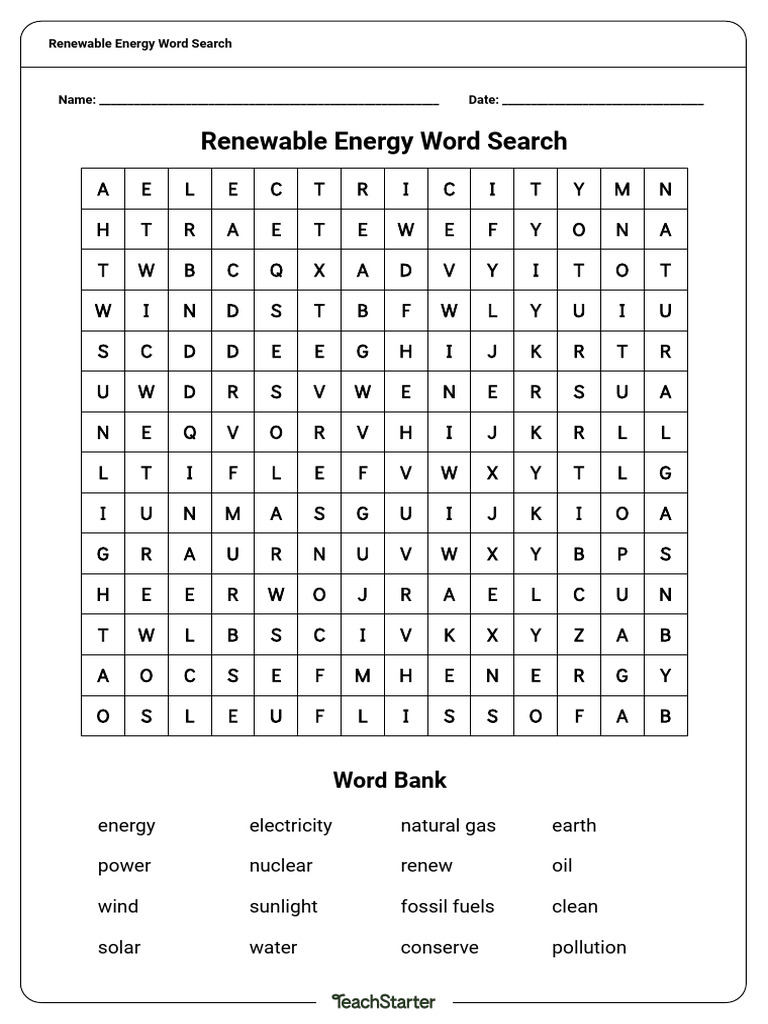 Renewable Energy Word Search Adobe Reader | PDF | Fuels | Renewable ...