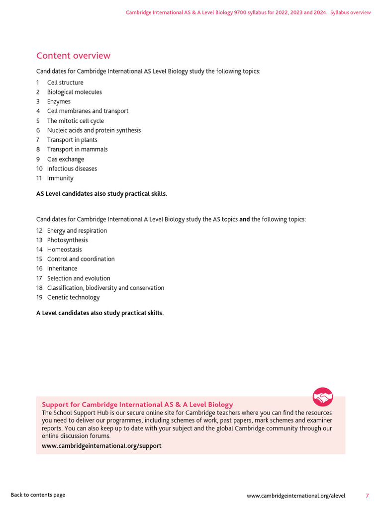 Cambridge A Level Biology 9700 Syllabus | PDF