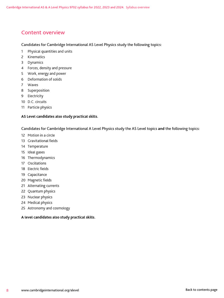 A Levels Physics Syllabus | PDF