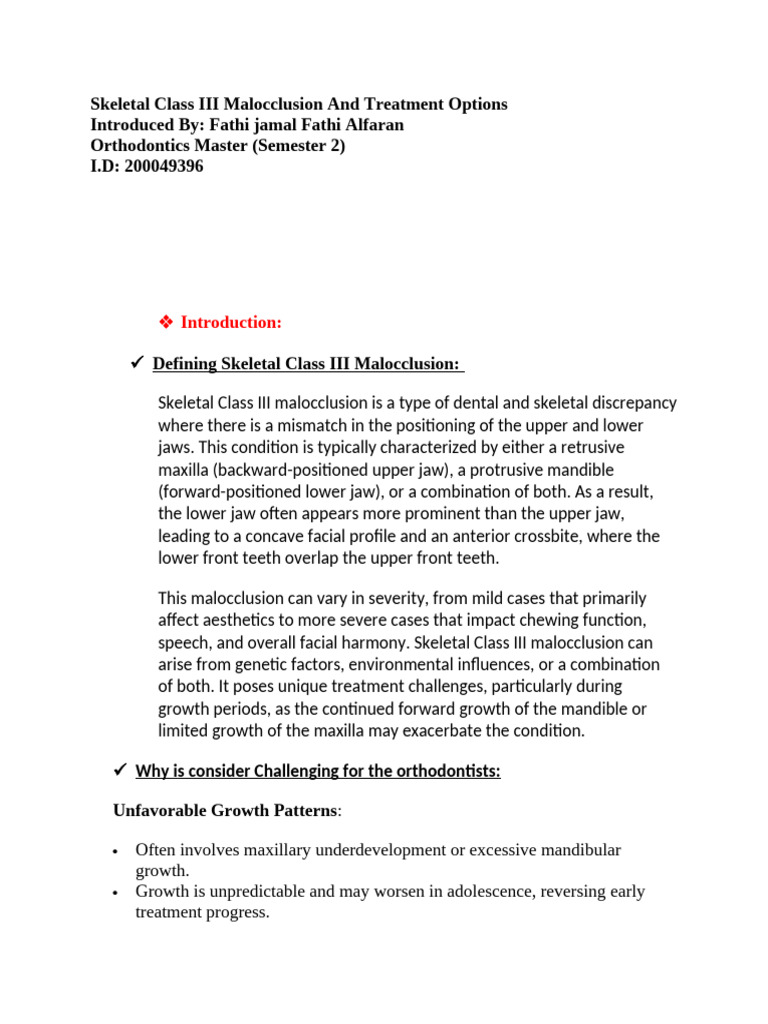 Skeletal Class III Malocclusion | PDF | Medical Specialties | Clinical ...