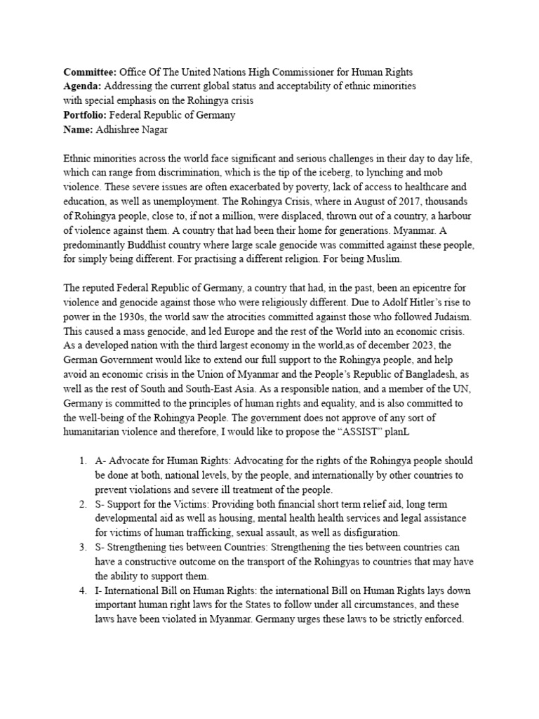 Position Paper - Federal Republic of Germany | PDF | Rohingya People ...