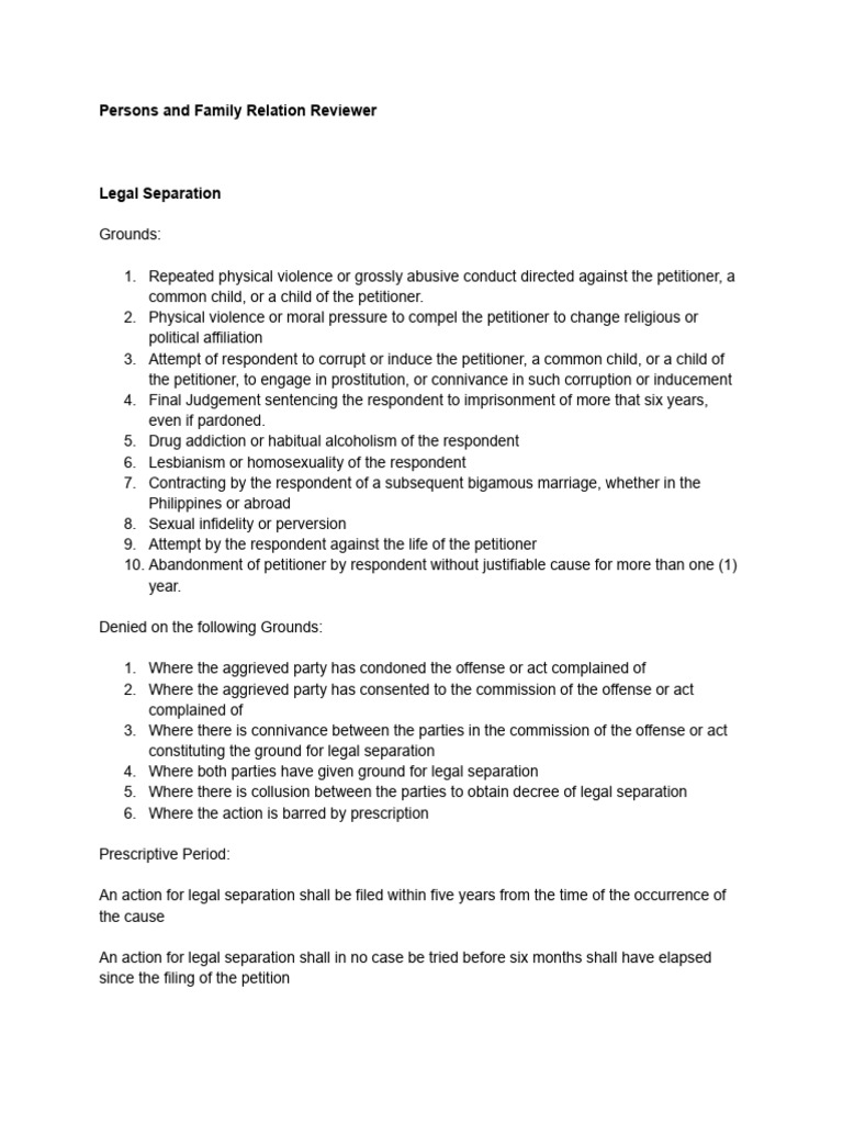 Persons and Family Relation Reviewer | PDF | Marriage | Annulment