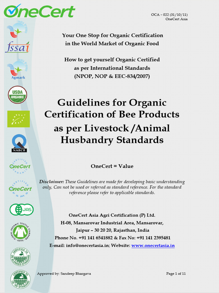 OCA - 022 Guidelines - Bee Keeping 111031SB | PDF | Honey | Beehive