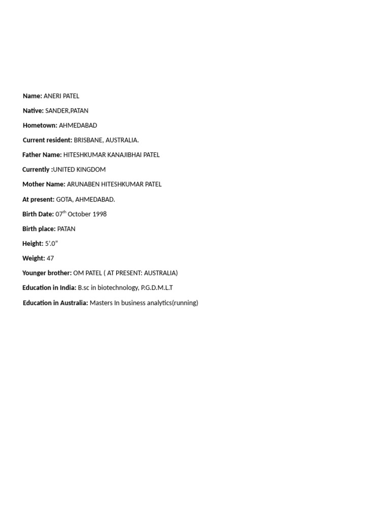 Profile of Aneri Patel | PDF