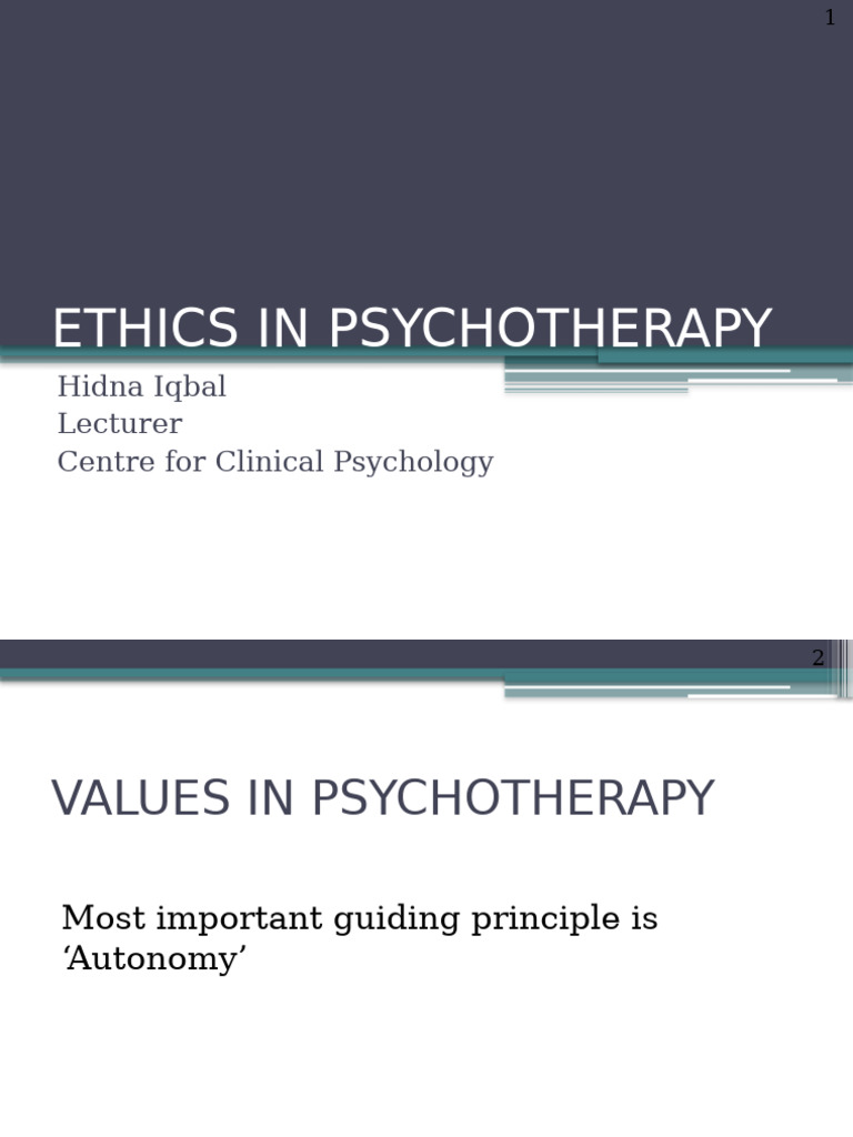 Ethics in Psychotherapy | PDF | Psychotherapy | Psychology