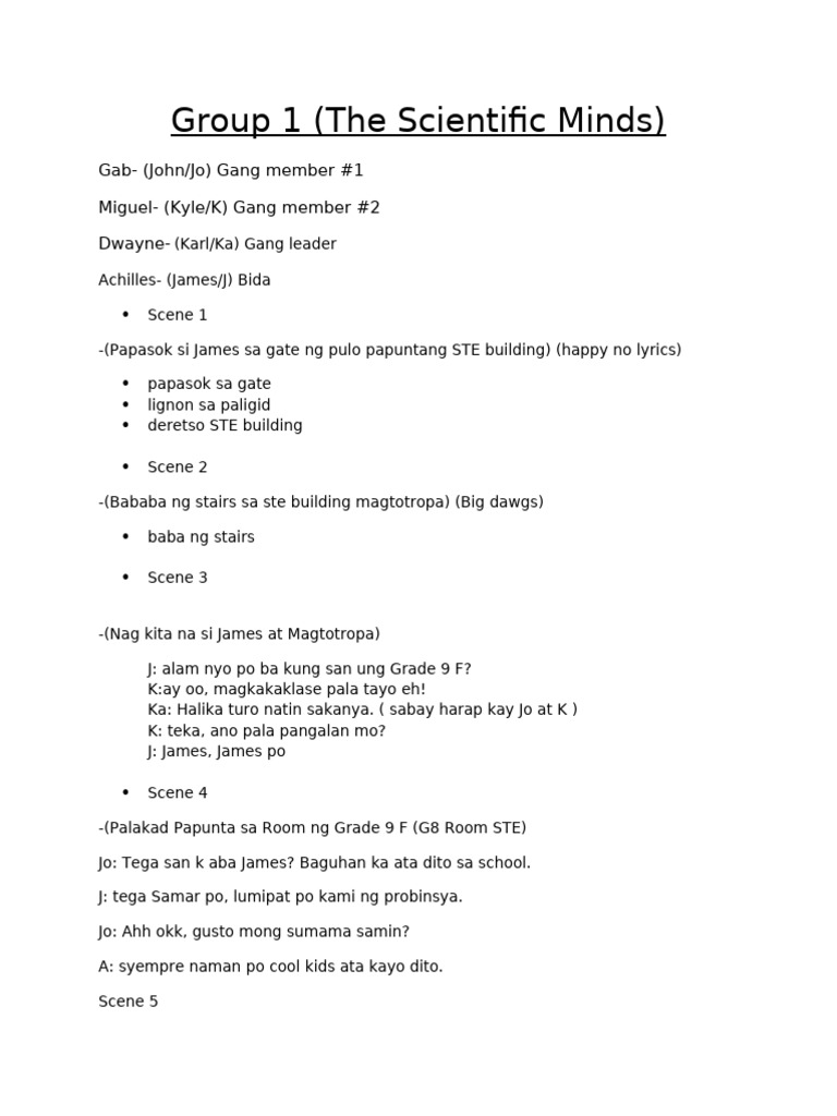 Group 1 The Scientific Minds Script | PDF