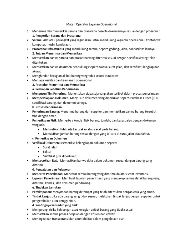 Materi Operator Layanan Operasional | PDF
