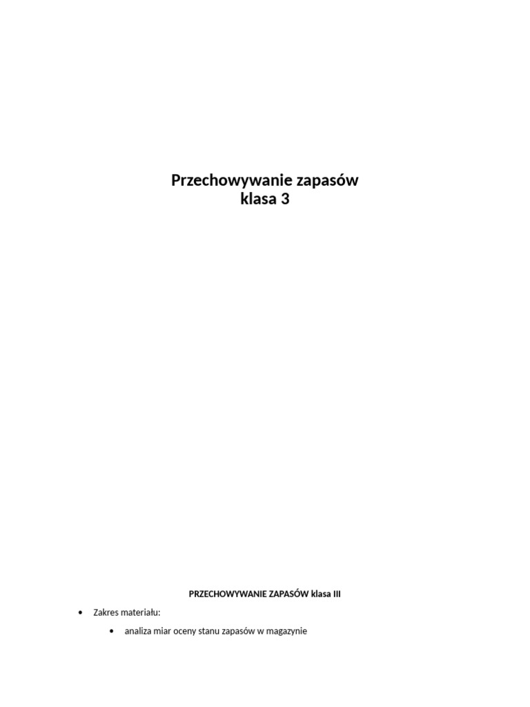 SKRYPT Kl.3 Przechowywanie Zapasów | PDF