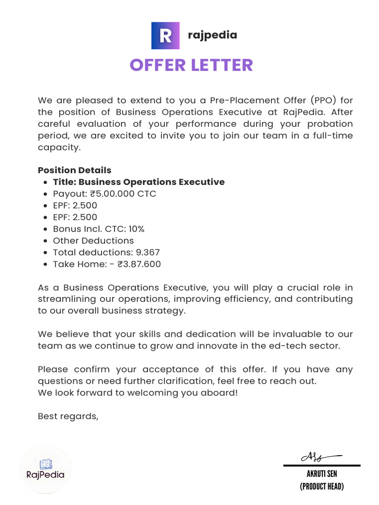 Ppo - Offer Letter | PDF