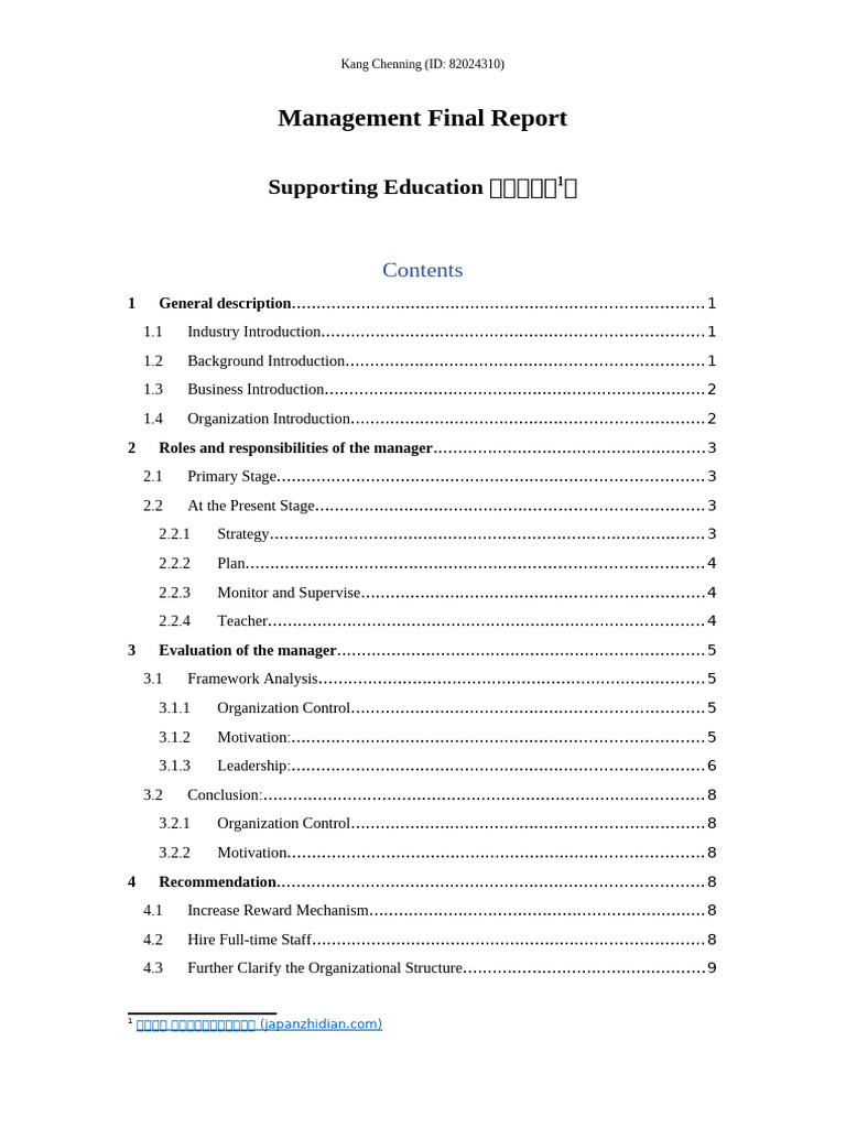 KangChenning Management Final Report | PDF | Motivation | Motivational